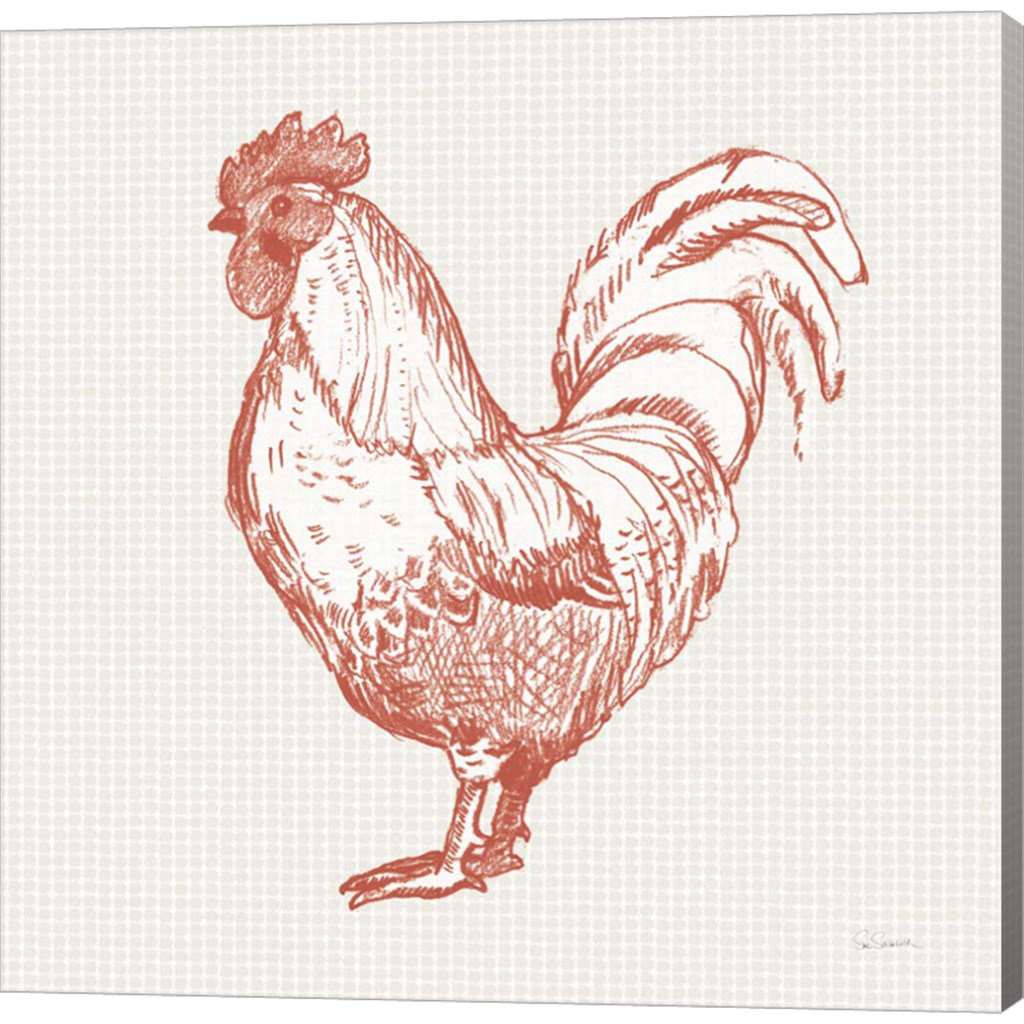 Gracie Oaks Cottage Rooster II Red By Sue Schlabach, Canvas Wall Art | Wayfair